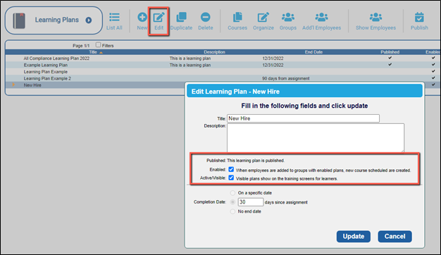 Setting Up Learning Plans