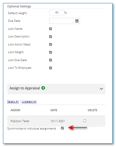 Update Goal in Goal Library