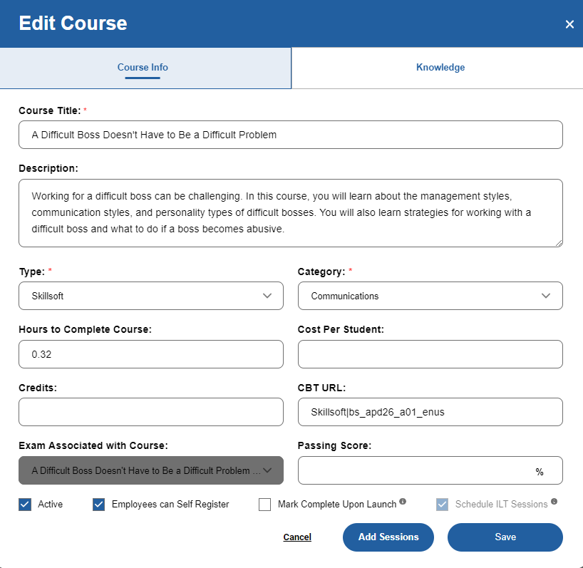 Adding Or Editing A Course Or Exam In The Library - TLC New UI