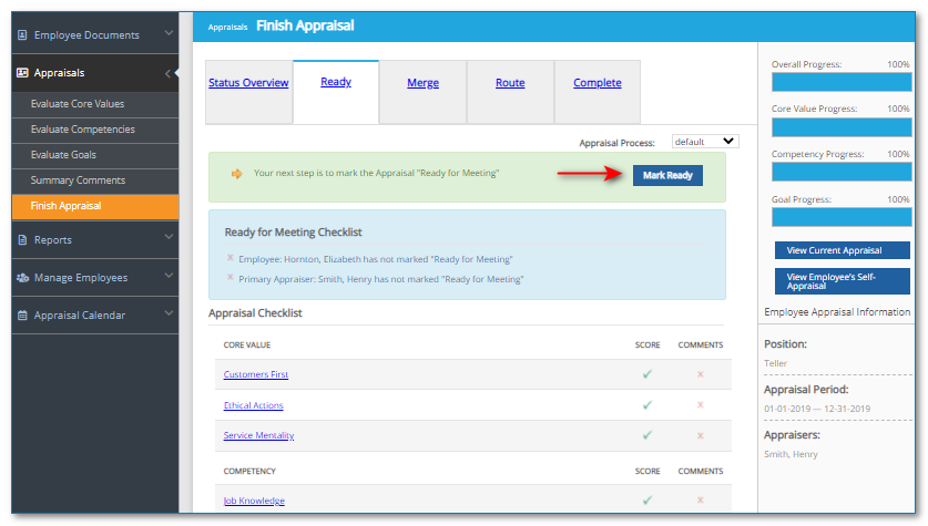 Managers - Finish an Appraisal, with video