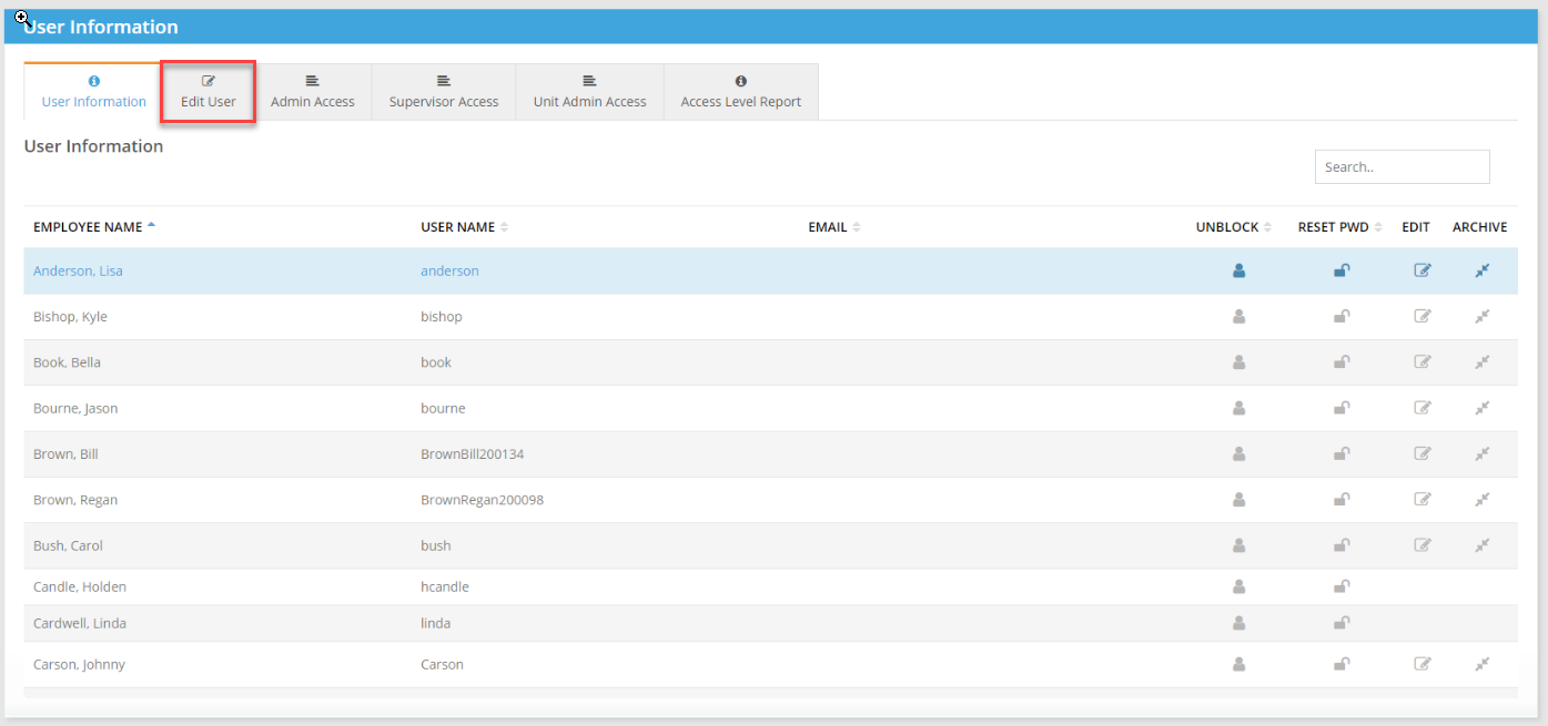 Edit User - Compease
